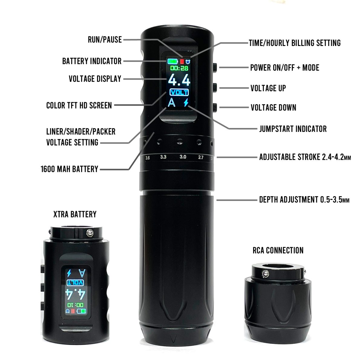 Inkone Trox Adjustable Stroke Wireless Tattoo Pen